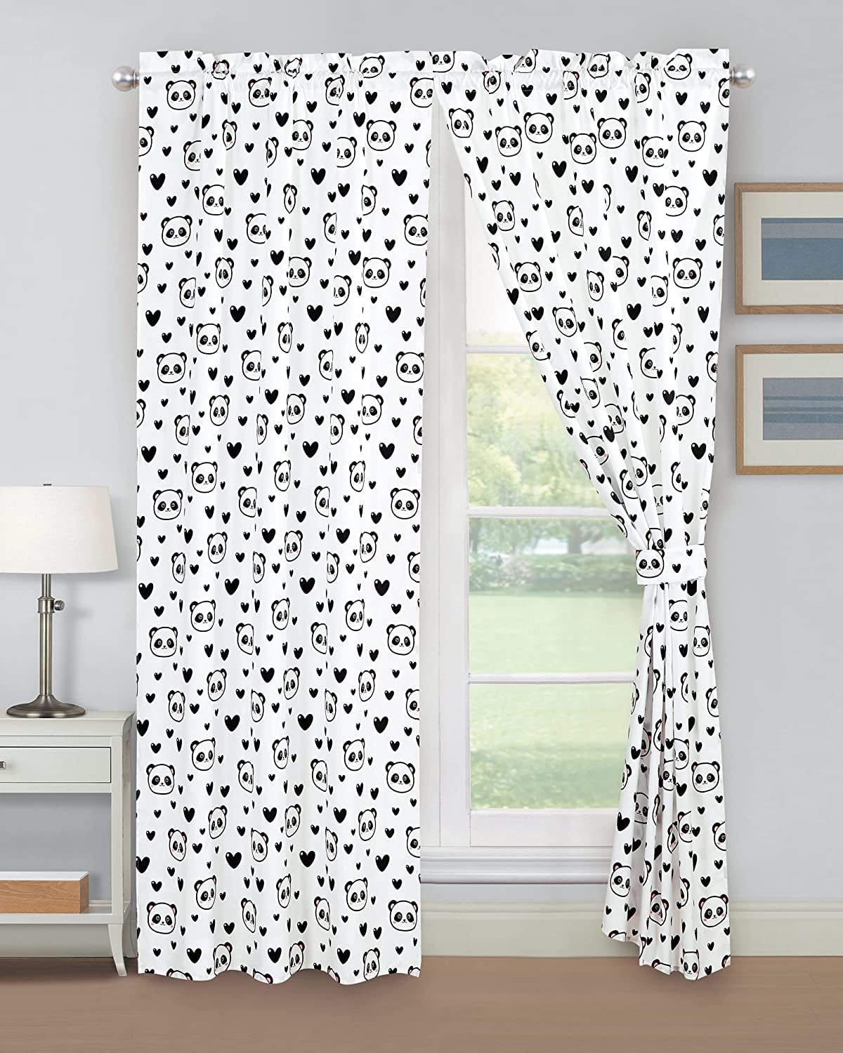 Chezmoi Collection 4-Piece Kids/Teens Panda Love Window Curtain Set ...