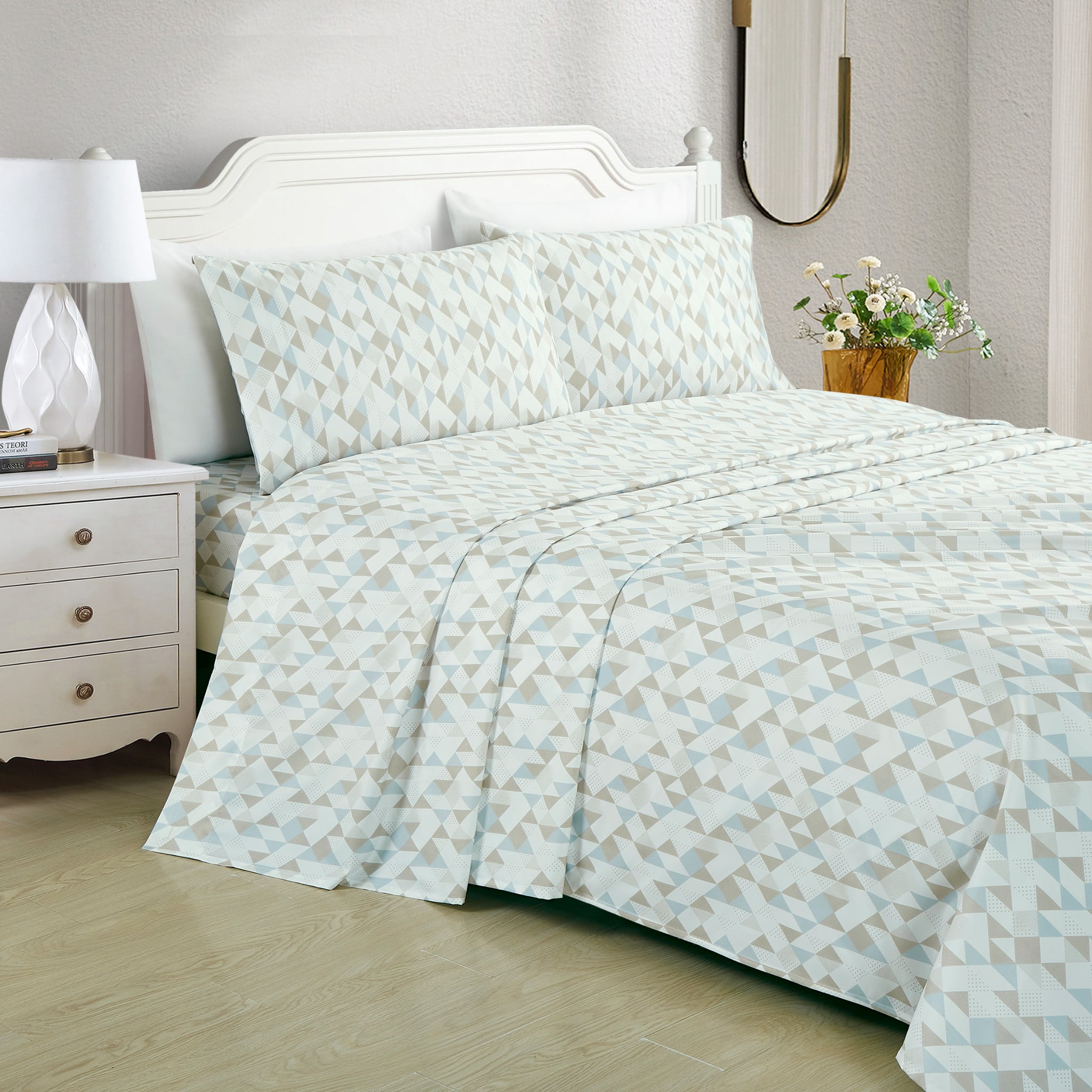 Chezmoi Collection 4-Piece Lodge Geometric Sheet Set California King ...