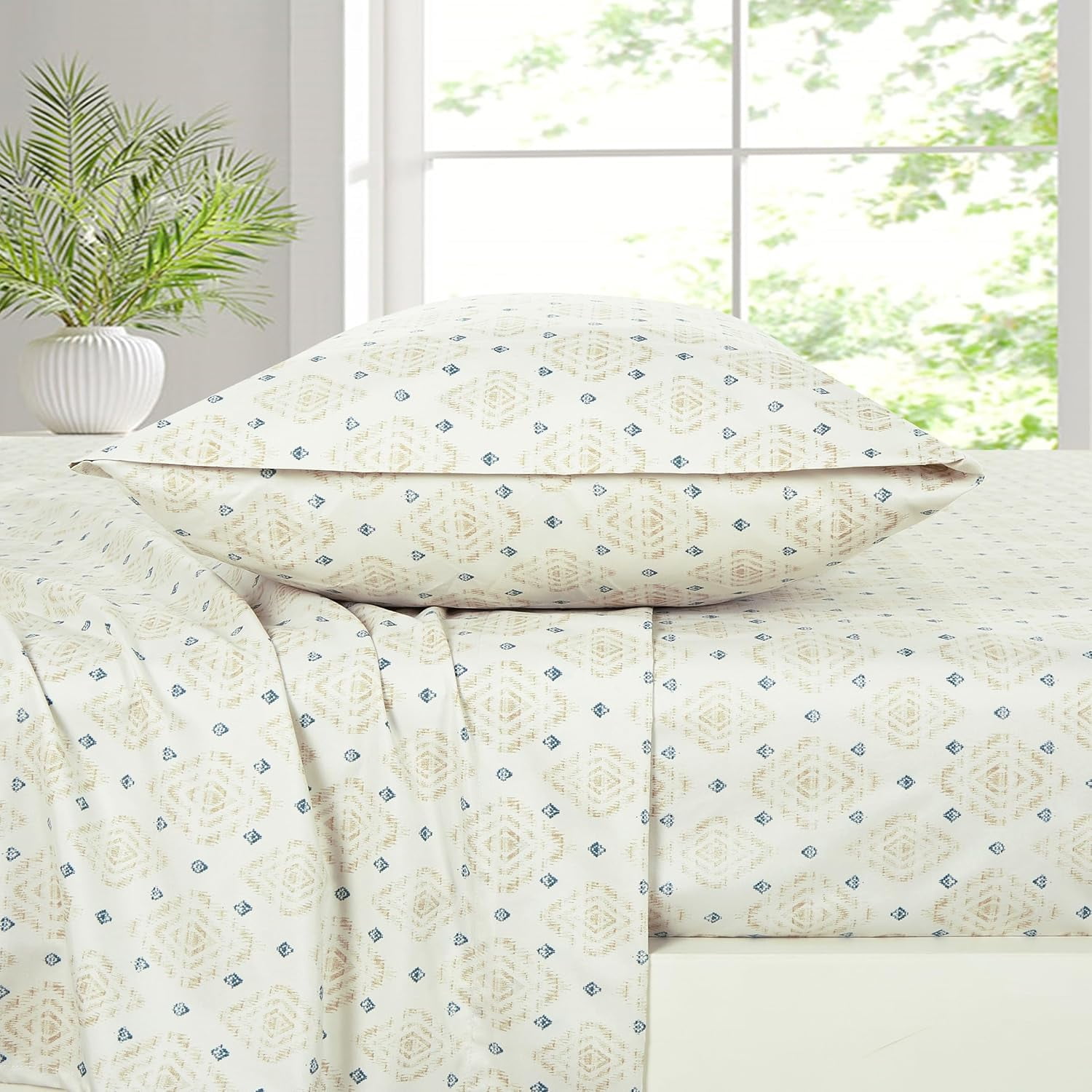 Chezmoi Collection 4-Piece Lodge Geometric Sheet Set Queen, Multicolor ...