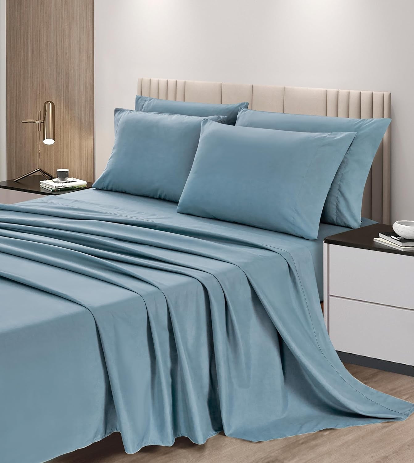 Chezmoi Collection 6-Piece China Blue Sheet Set Full - Extra Soft ...