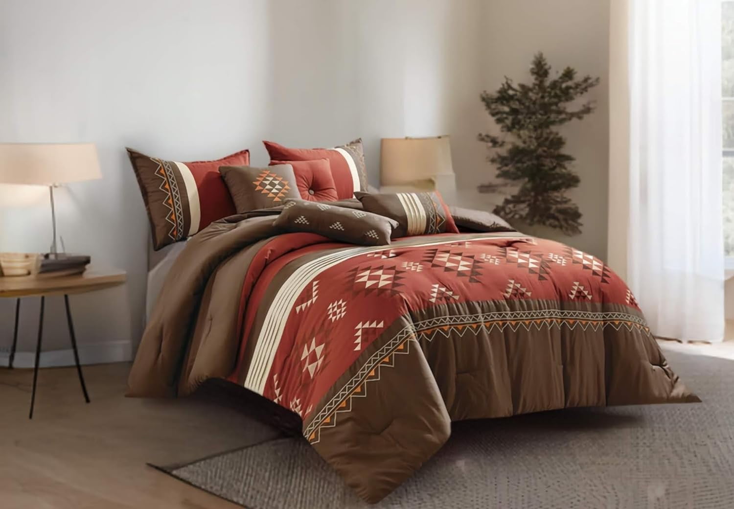 Chezmoi Collection 7-Piece Queen Comforter Set - Rustic Southwestern ...
