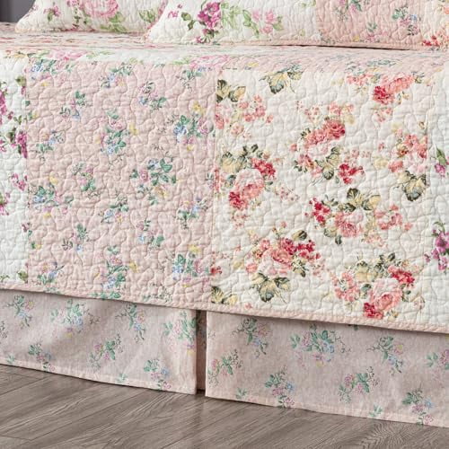 Chezmoi Collection Abbi 5-Piece Pink Shabby Chic Bedding Floral Daybed ...