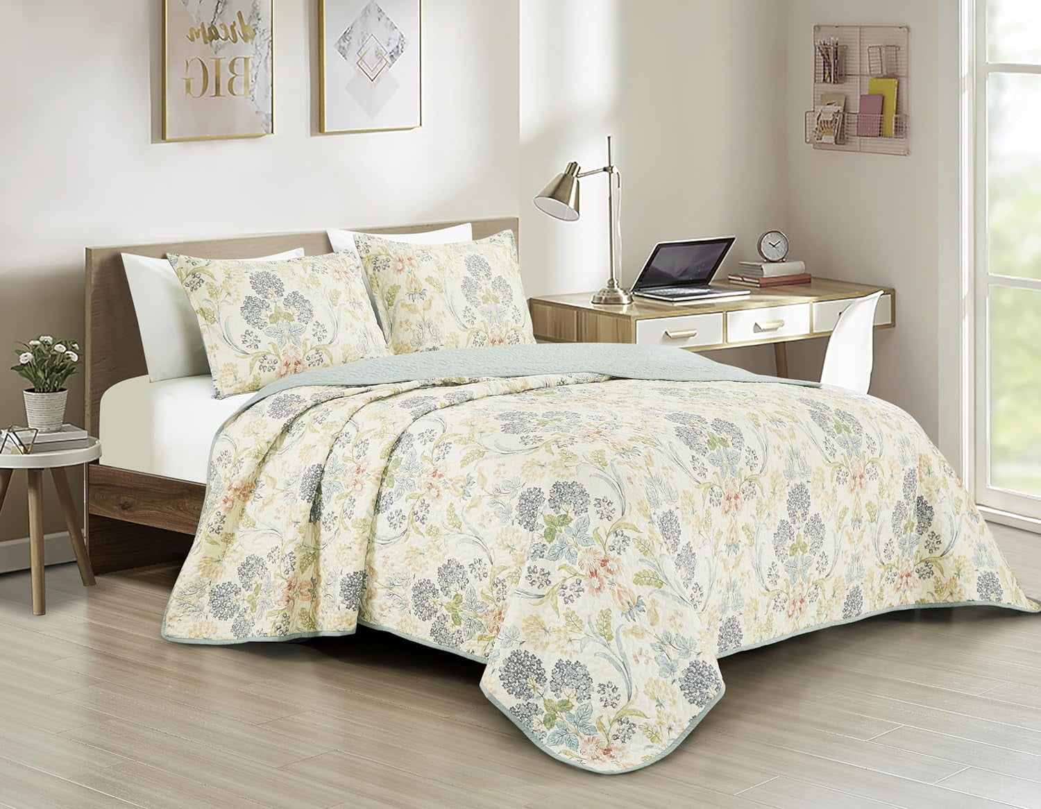 Chezmoi Collection Alyssa 2-Piece Floral Medallion Garden Quilt Set ...
