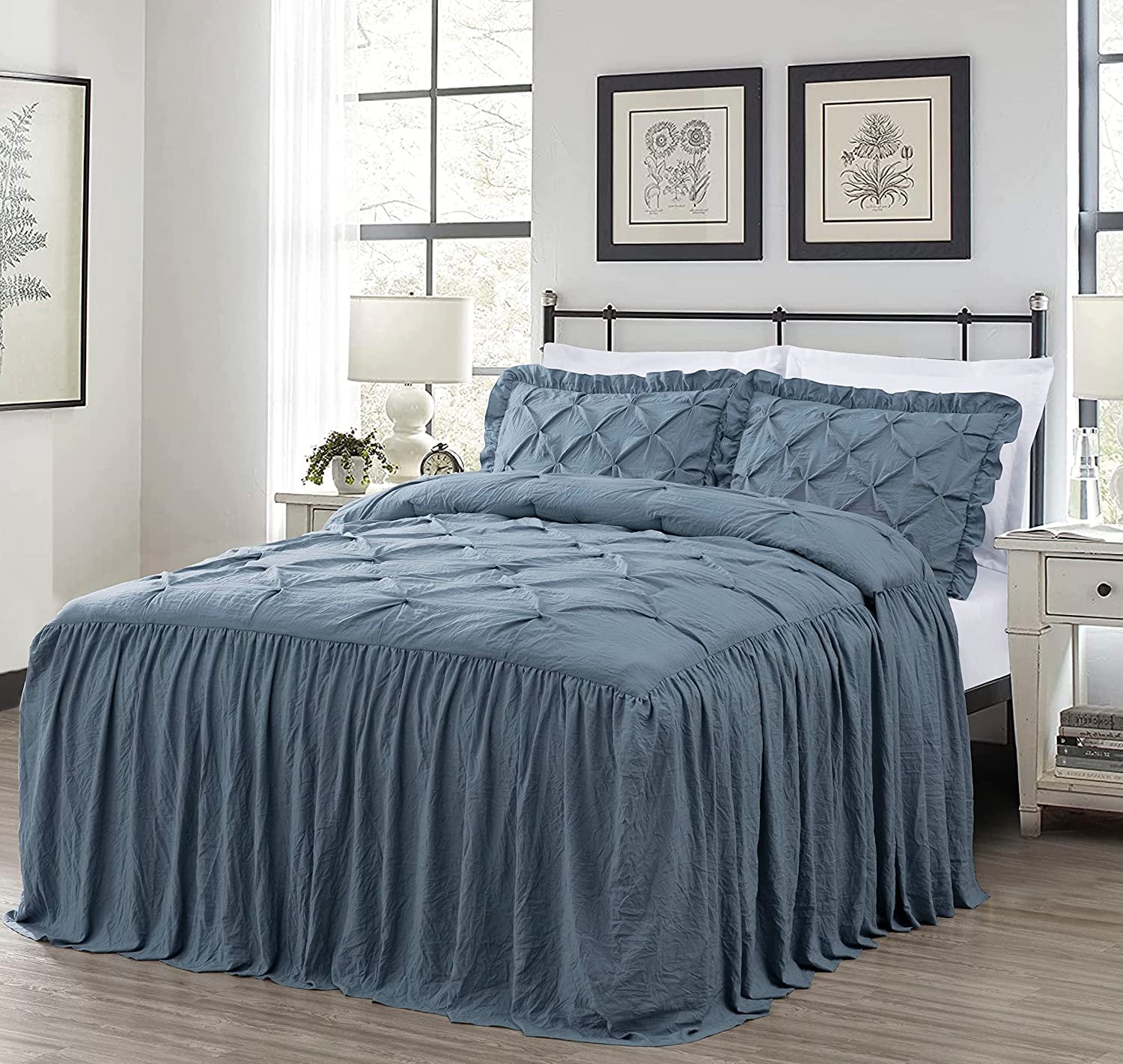 Chezmoi Collection Full Size Aria 3-Piece Pinch Pleat Pintuck Bedding ...