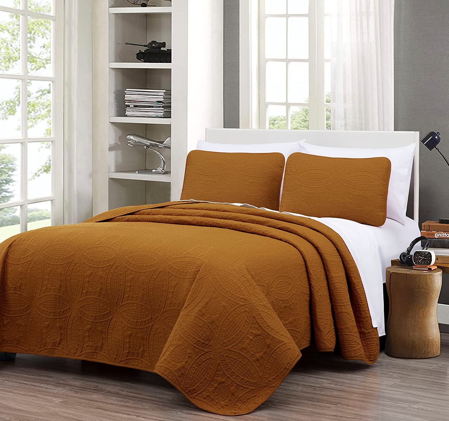 Chezmoi Collection Austin 3-Piece Oversized Bedspread Coverlet Set ...