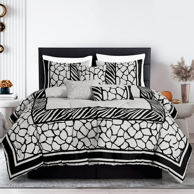 Chezmoi Collection Basa 7-Piece Safari Pattern Comforter Set with Zebra ...