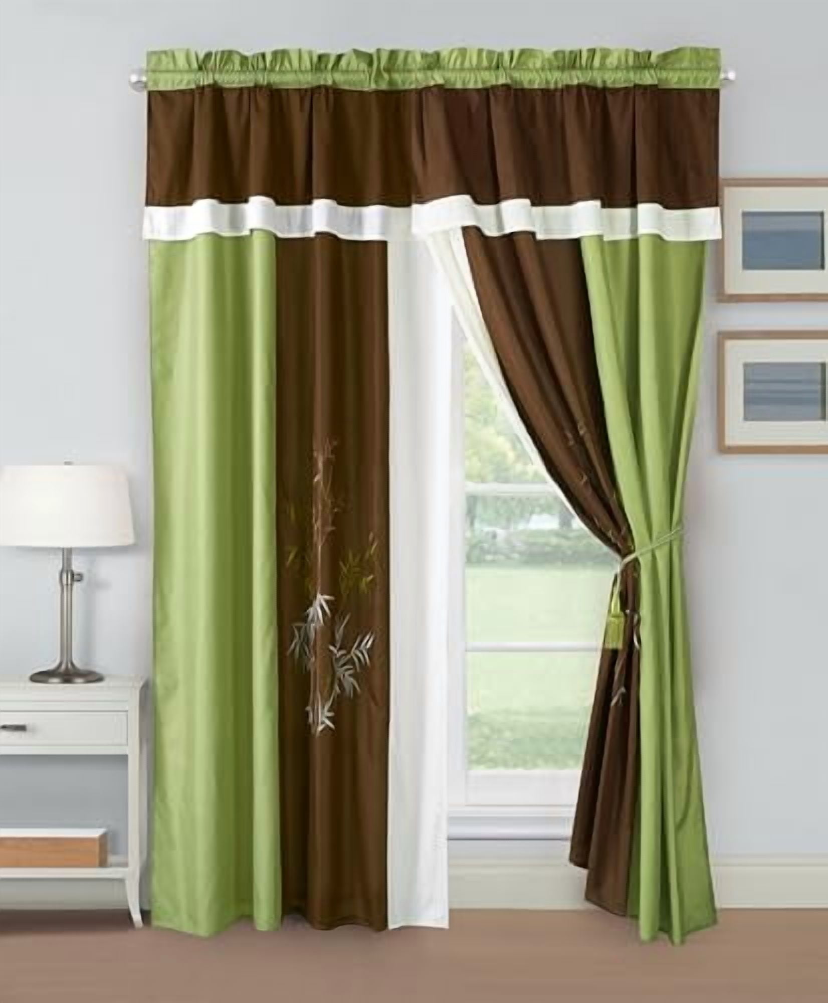 Chezmoi Collection Bengal 4-Piece Luxury Sage Green//Ivory Bamboo Grass ...