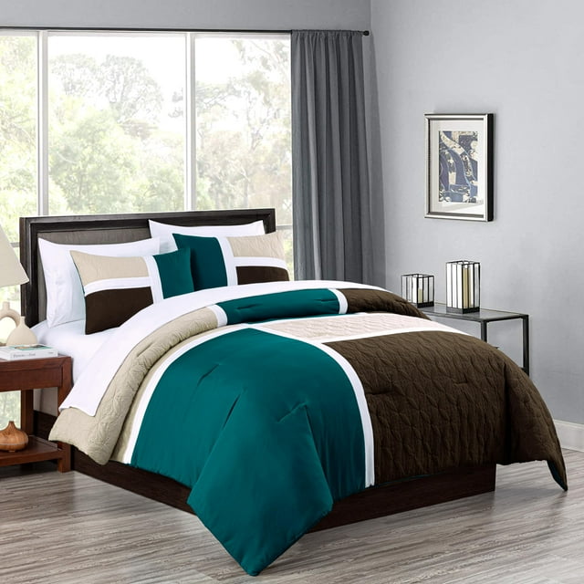 Chezmoi Collection Bernard 7-Piece Queen Bed in a Bag Comforter Set ...