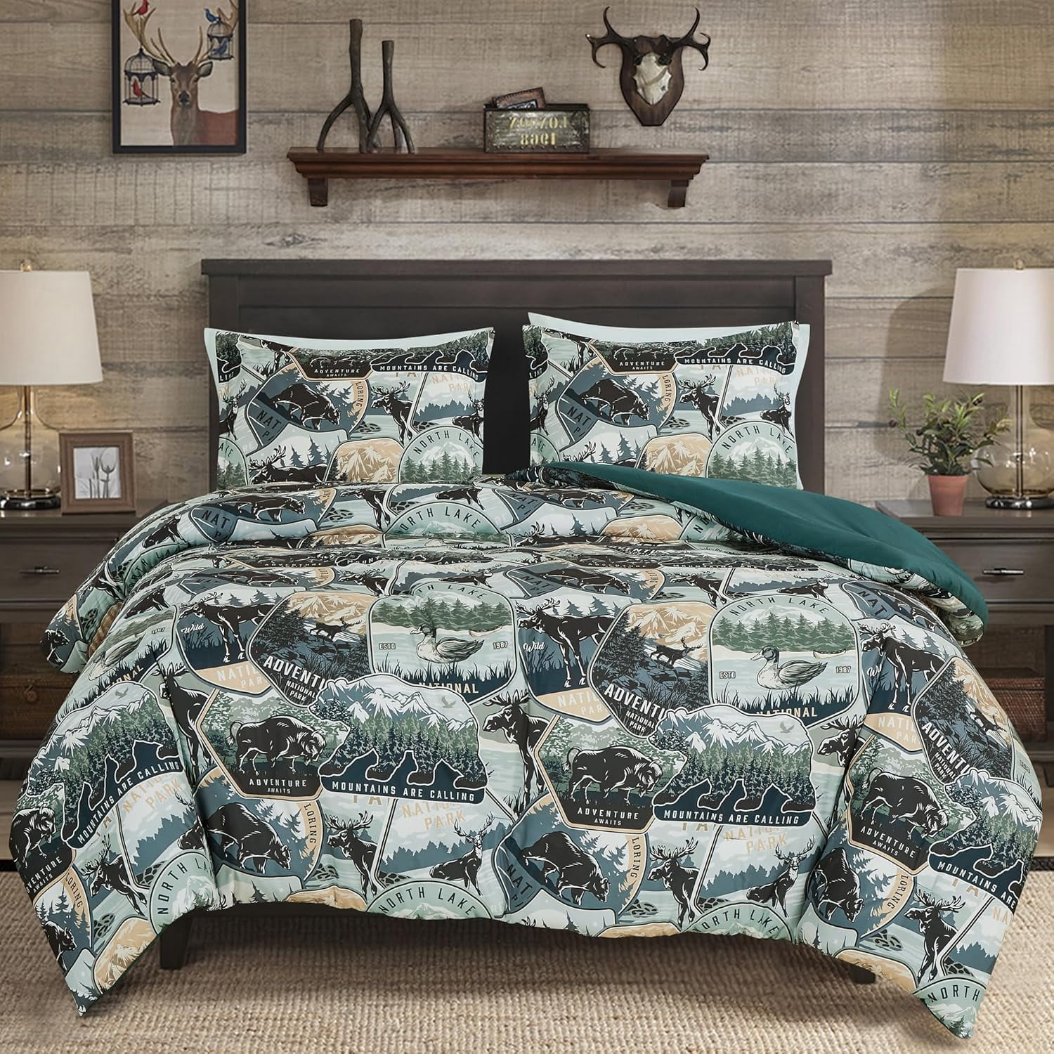 Chezmoi Collection Bishop 3-Piece North Lake Motif Comforter Set ...