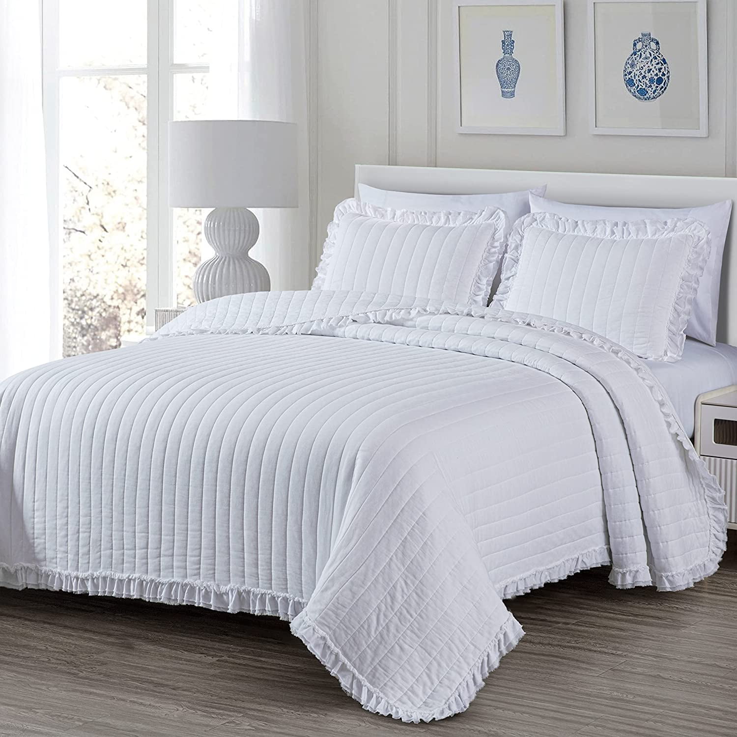 Chezmoi Collection Bonnie 3-Piece 100% Cotton Quilt Set Queen Size ...