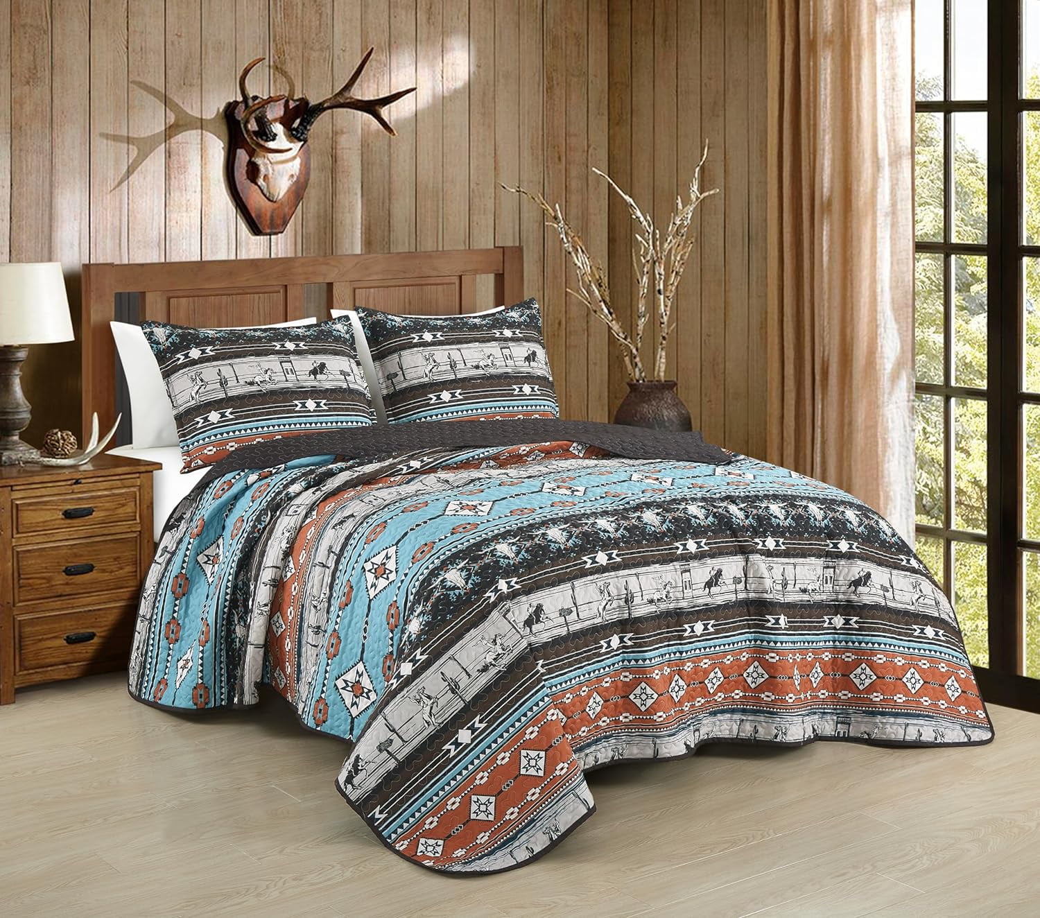 Chezmoi Collection Boone 3-Piece Southwestern Cowboys Rodeo Quilt Set ...