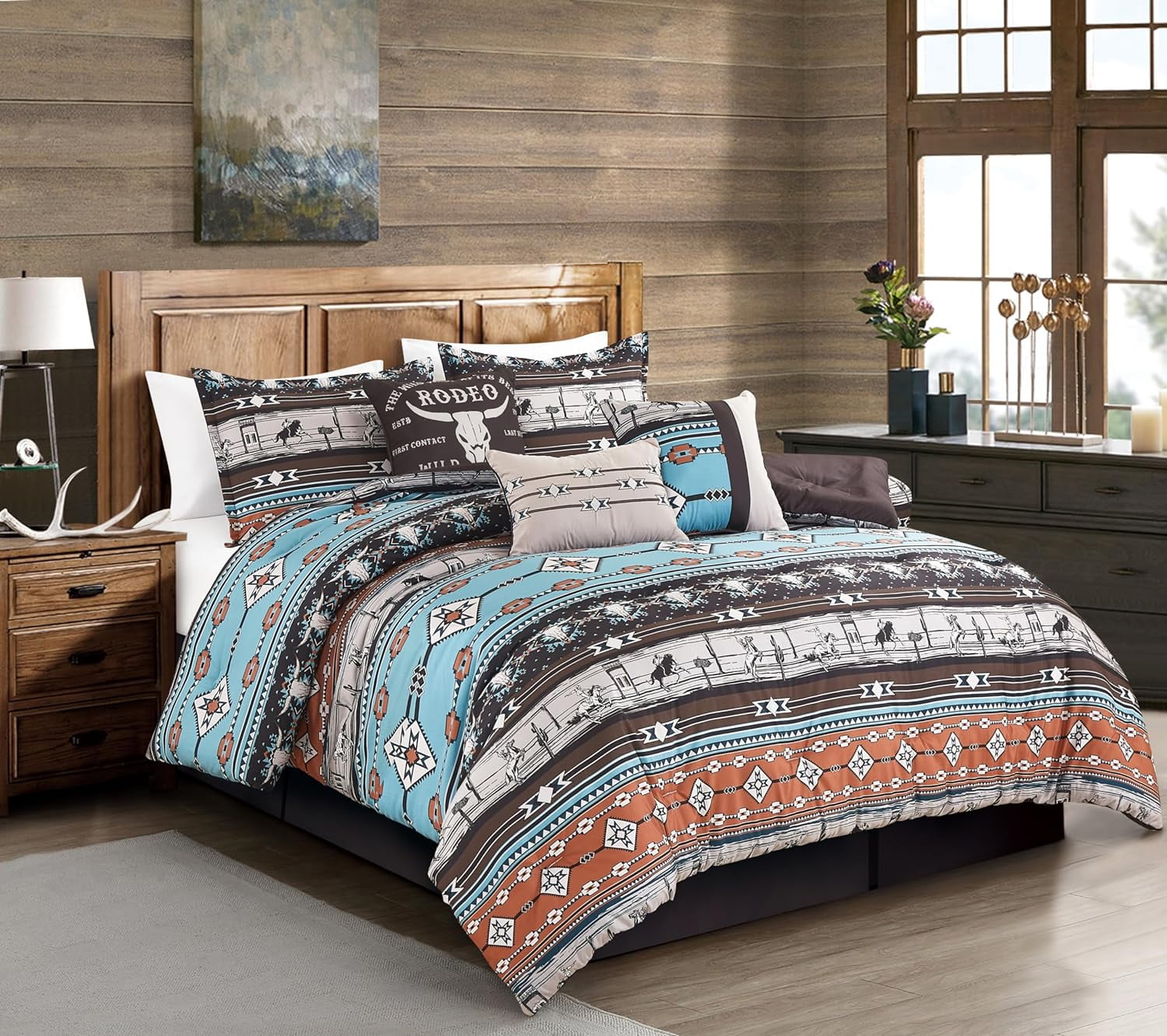 Chezmoi Collection Boone 7-Piece Southwestern Cowboys Rodeo Comforter ...