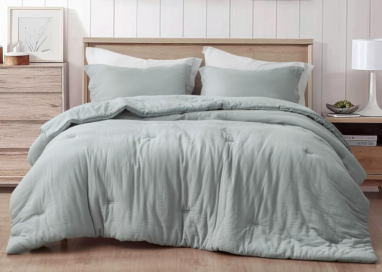 Chezmoi Collection Breeze 3-Piece 100% Cotton Muslin King Comforter Set ...
