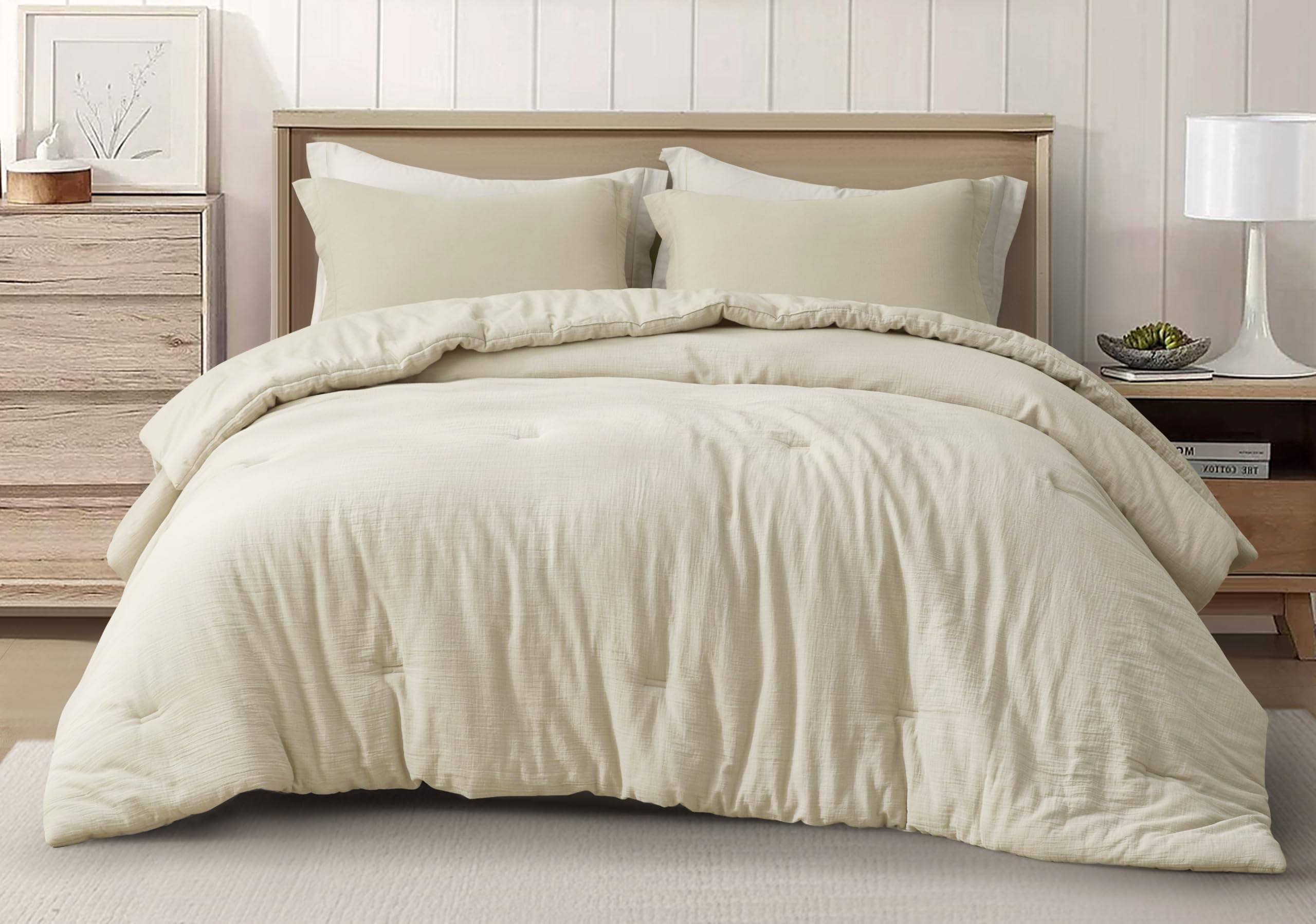 Chezmoi Collection Breeze 3-Piece 100% Cotton Muslin King Comforter Set ...