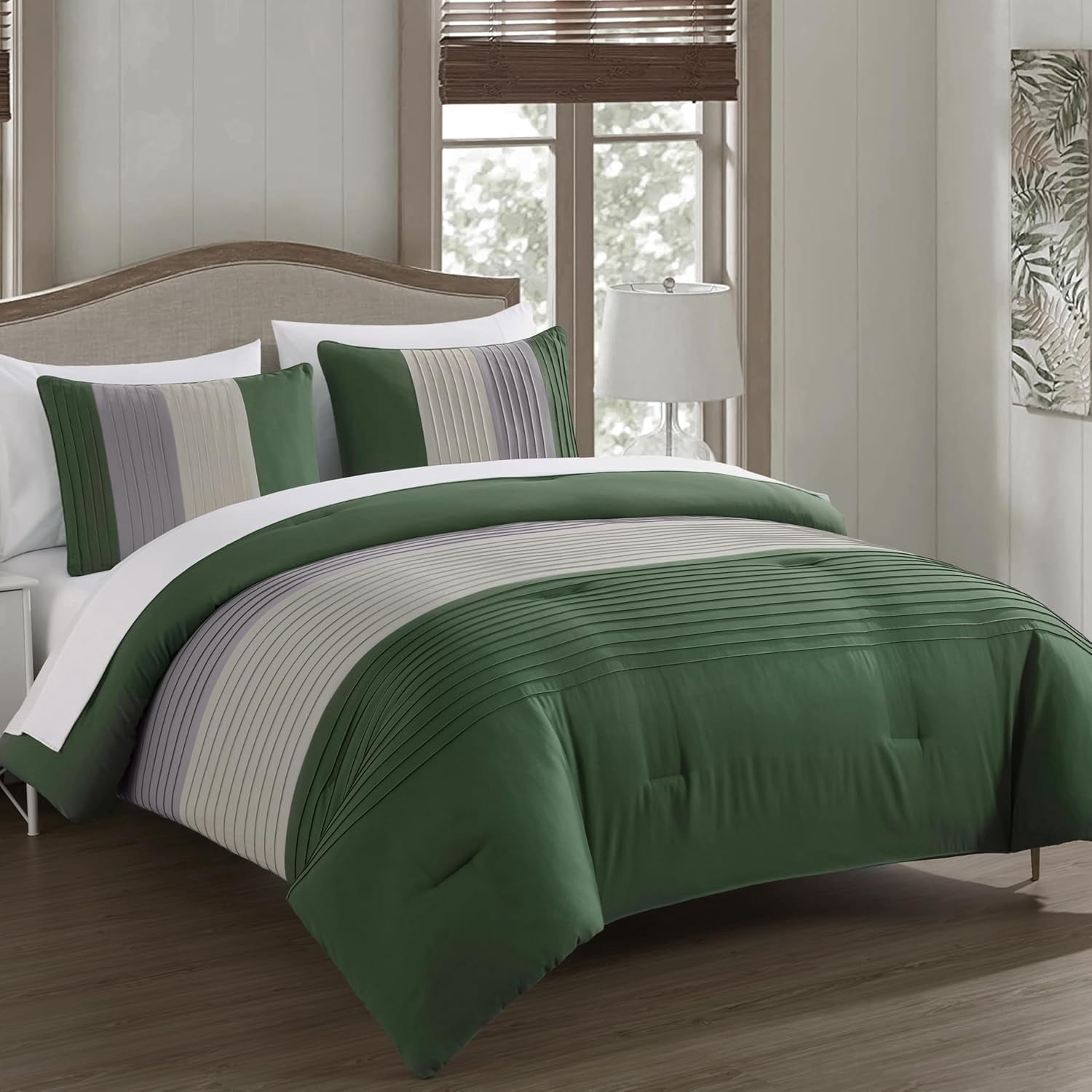Chezmoi Collection Briar 7-Piece Queen Bed in a Bag Comforter Set with ...