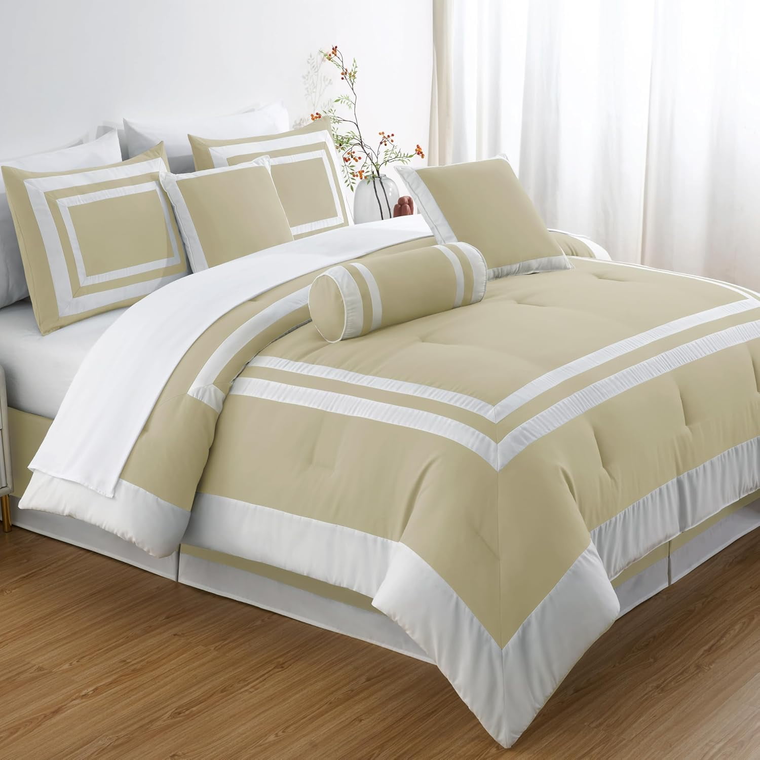 Chezmoi Collection Caprice 7-Piece Hotel Style Comforter Set Full Size ...