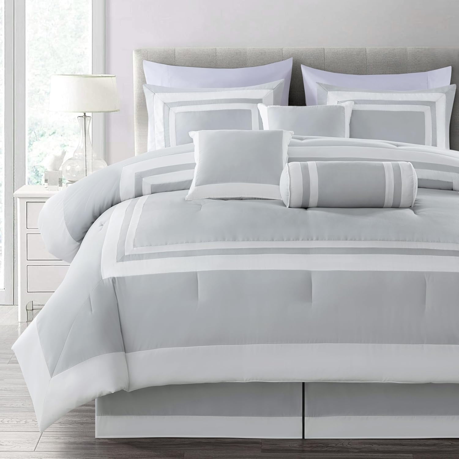 Chezmoi Collection Caprice 7-Piece Hotel Style Comforter Set Full Size ...