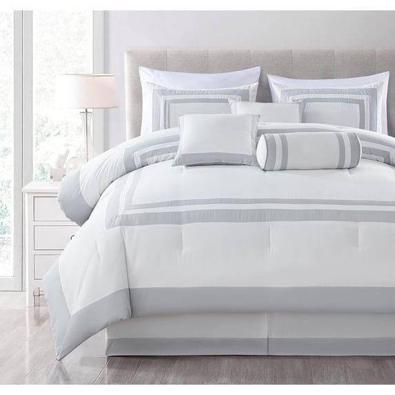 Chezmoi Collection Caprice 7-Piece Hotel Style Comforter Set King Size ...