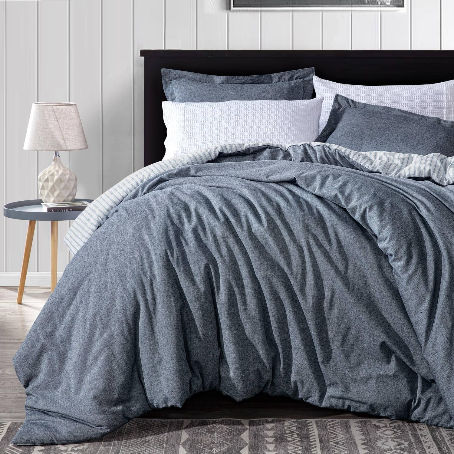 Chezmoi Collection Chambray Cotton Lightweight Comforter Set King Size ...