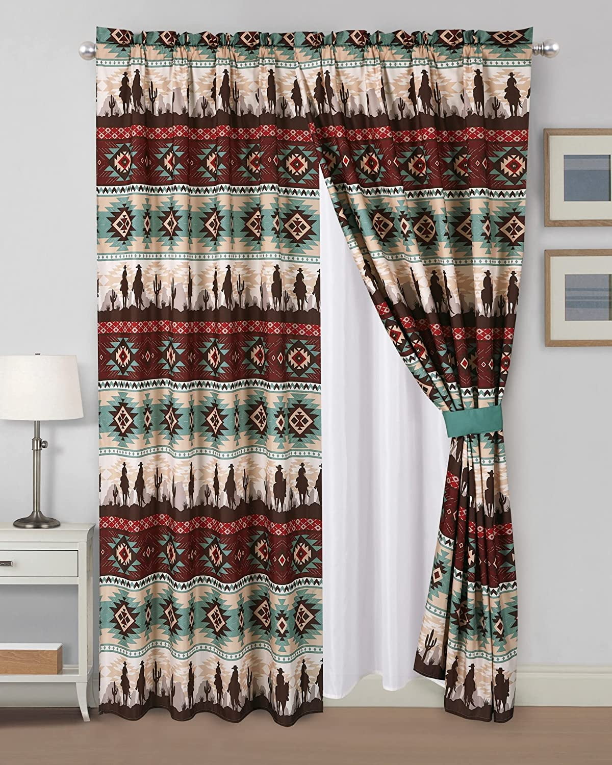 Chezmoi Collection Dune 4-Piece Southwestern Cowboys Aztec Window ...