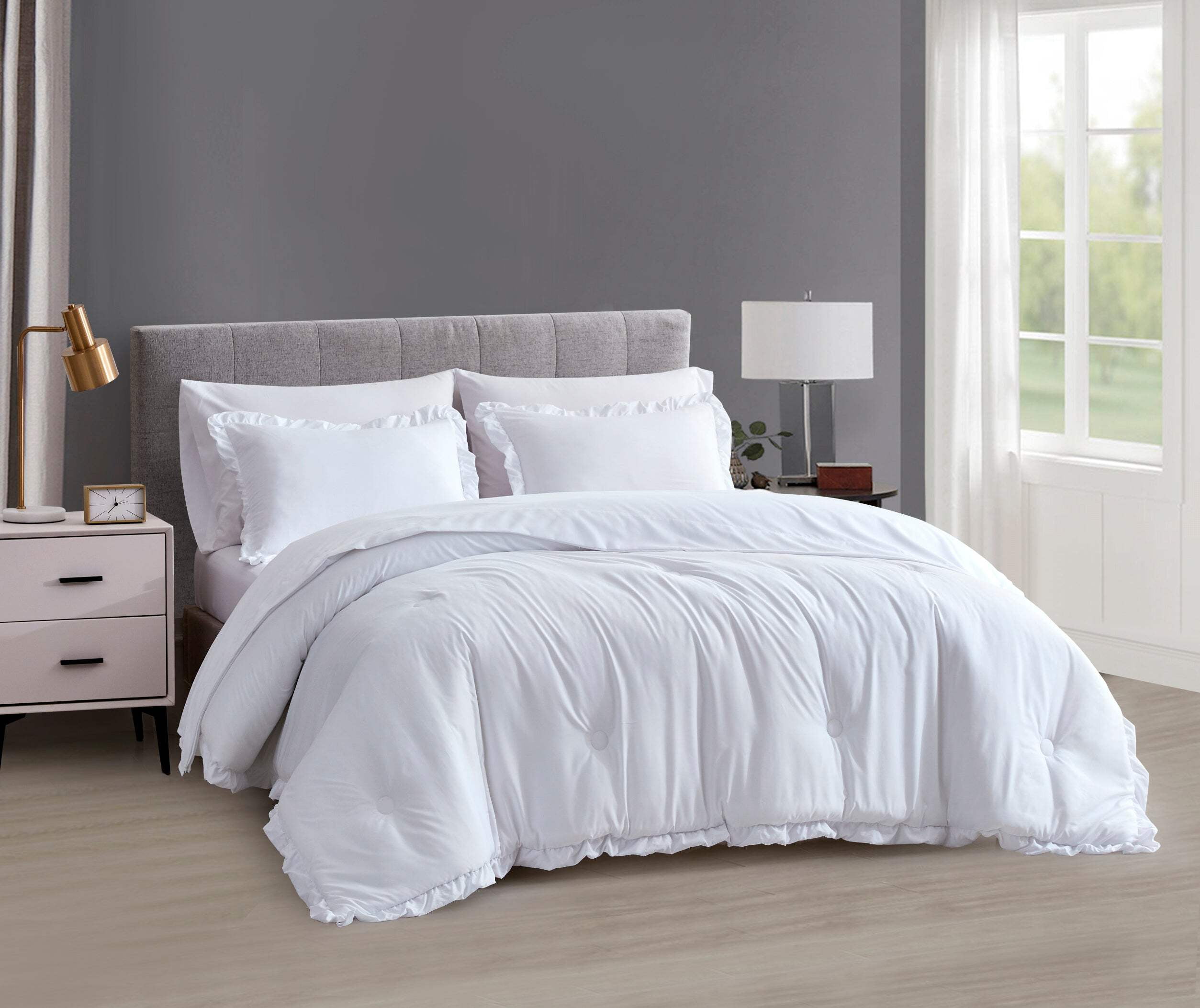 Chezmoi Collection Eleanora 7-Pieces Bed in a Bag Comforter Set with ...