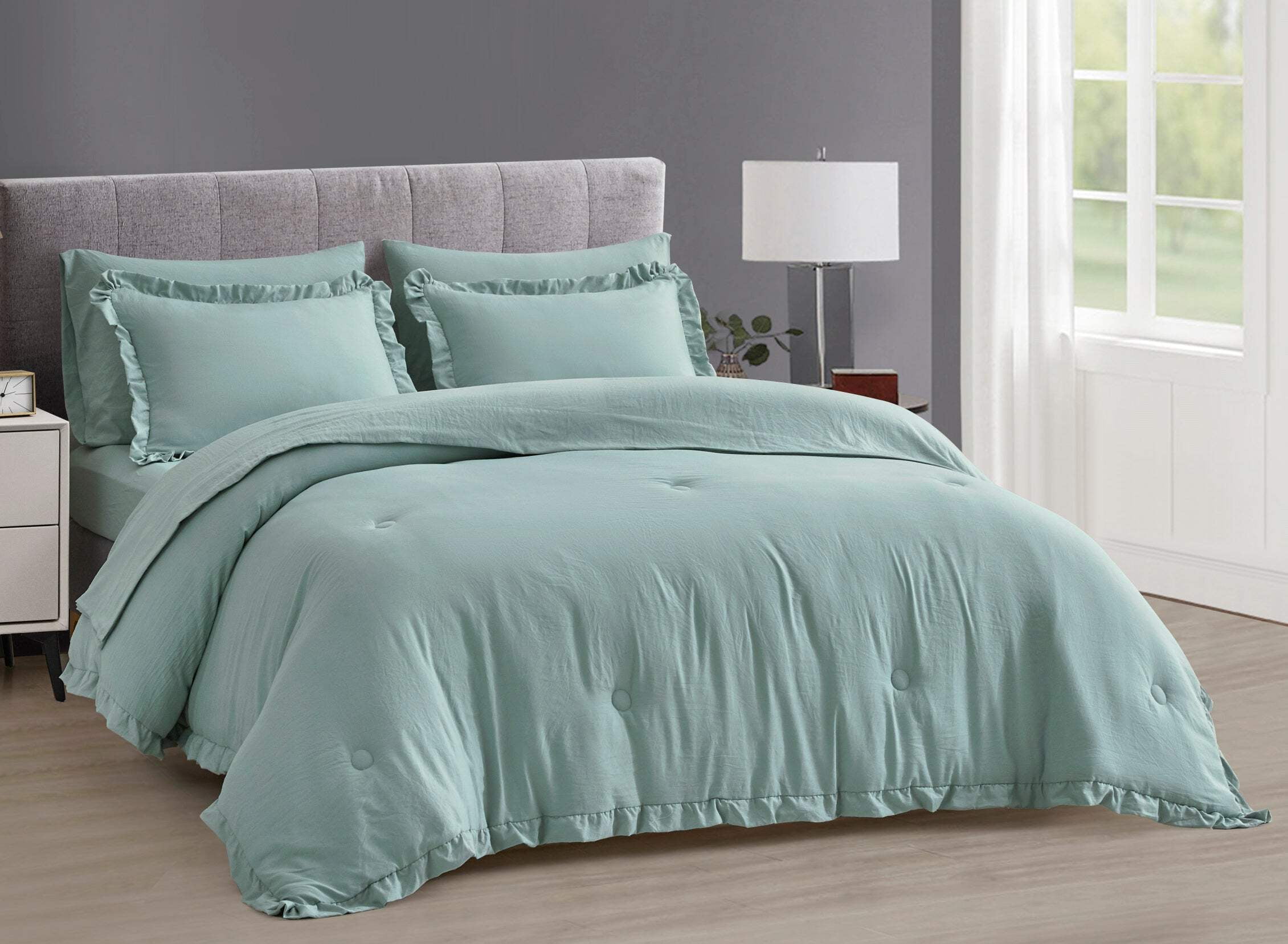 Chezmoi Collection Eleanora 7-Pieces Bed in a Bag Comforter Set with ...