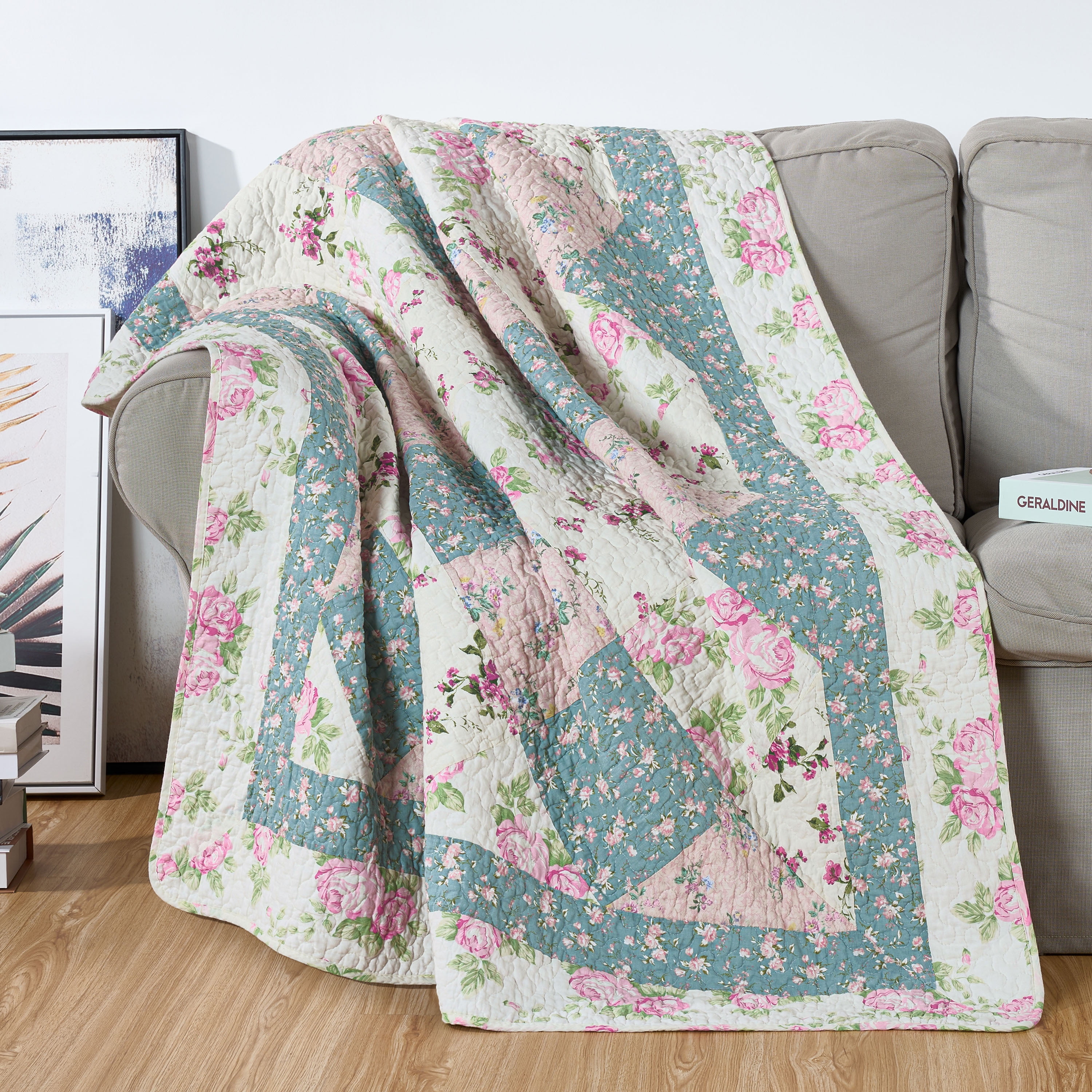 Chezmoi Collection Gayle 1-Piece Cotton Patchwork Quilted Throw ...
