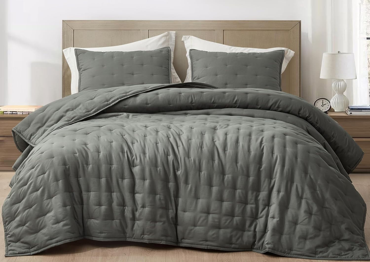 Chezmoi Collection Glen 3-Piece Crescent Stitched Quilt Set, Oversized ...