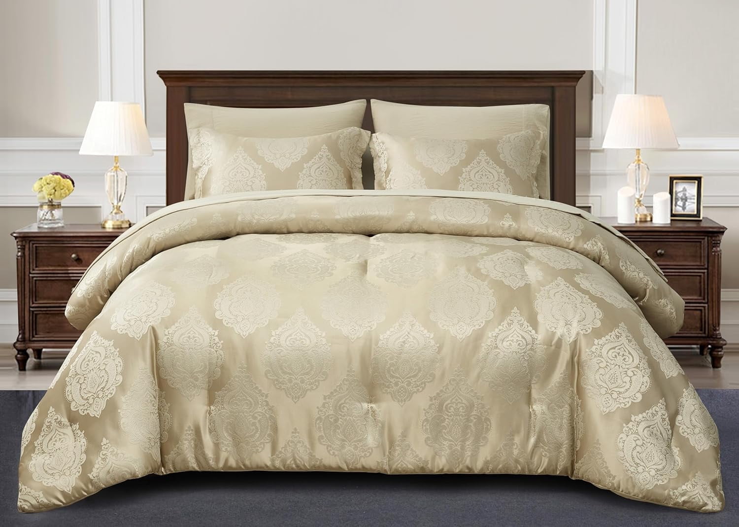 Chezmoi Collection Juliette 7-Piece California King Comforter Set ...