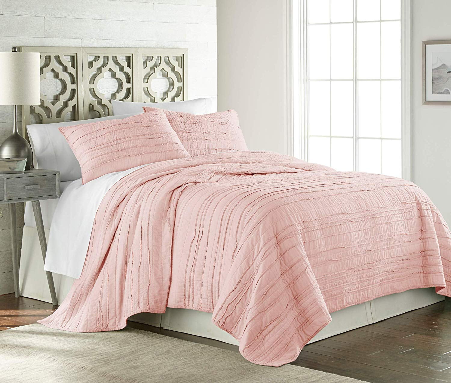 Chezmoi Collection Katy 2-Piece Frayed Edge Solid Reversible 100% ...