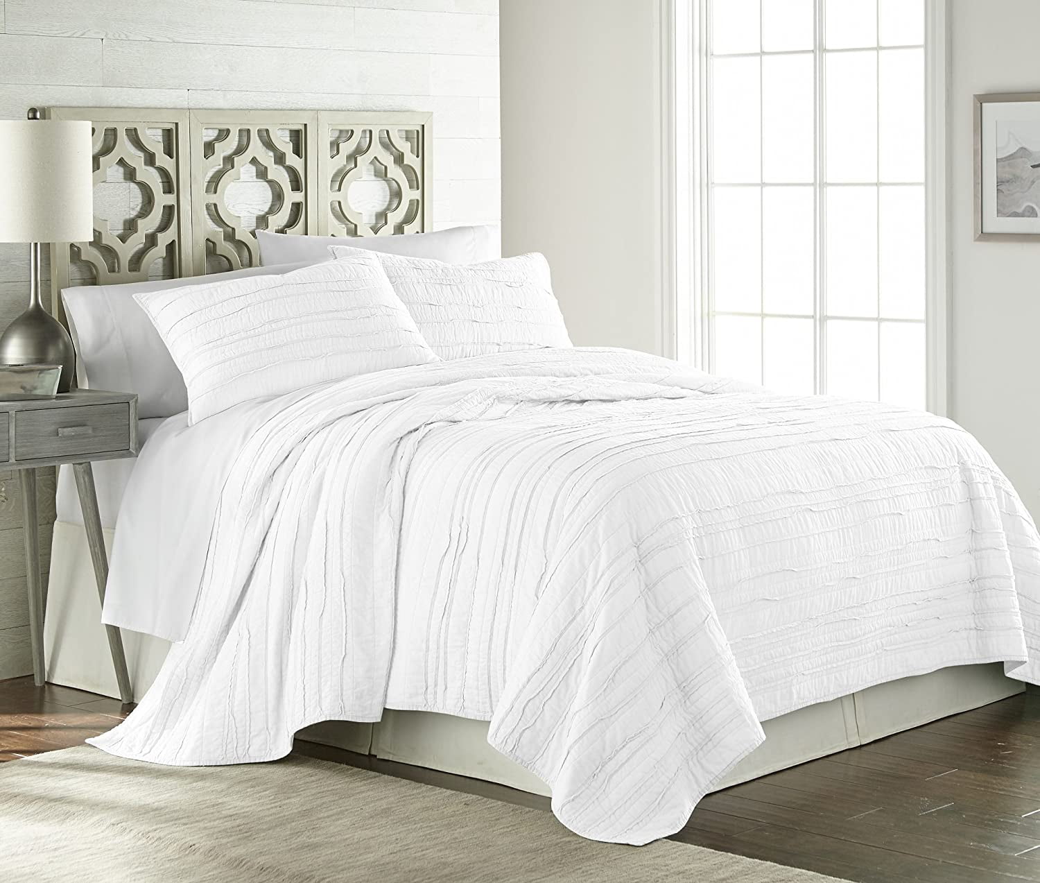 Chezmoi Collection Katy 3-Piece Frayed Edge 100% Washed Cotton Quilt ...