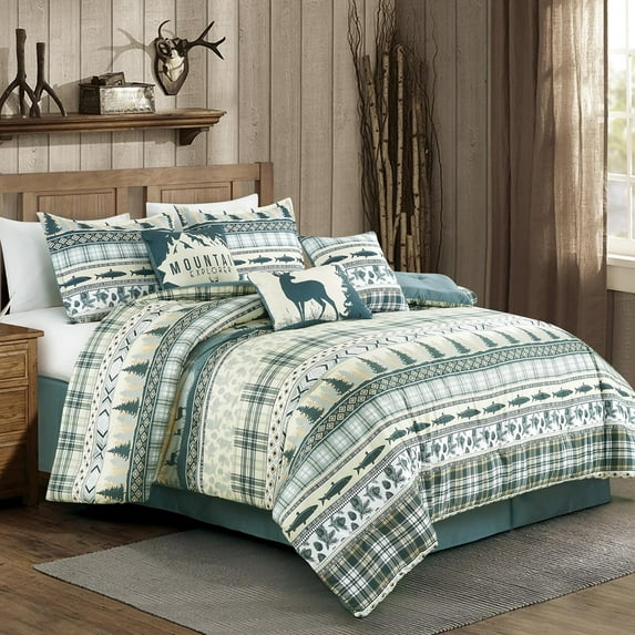 Chezmoi Collection Lake 7-Piece Northwest Cabin Lodge Comforter Set ...