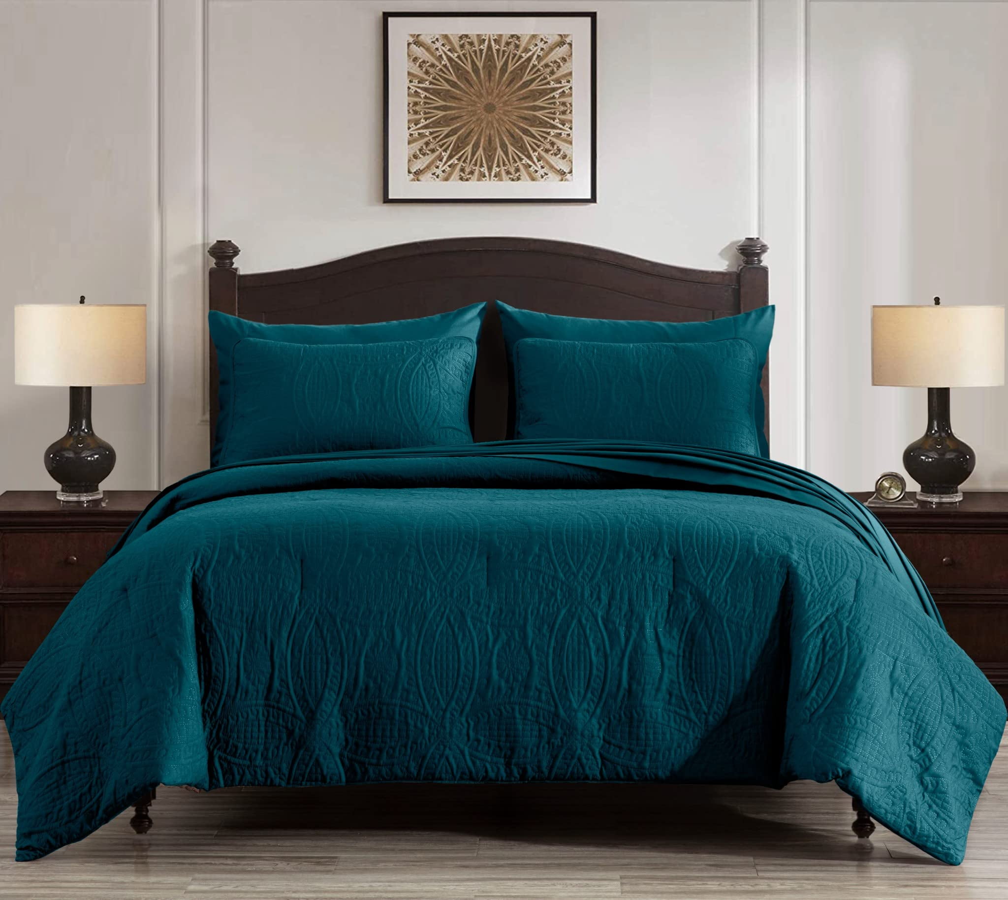 Chezmoi Collection Liam Teal Medallion Queen Size Bed in a Bag ...