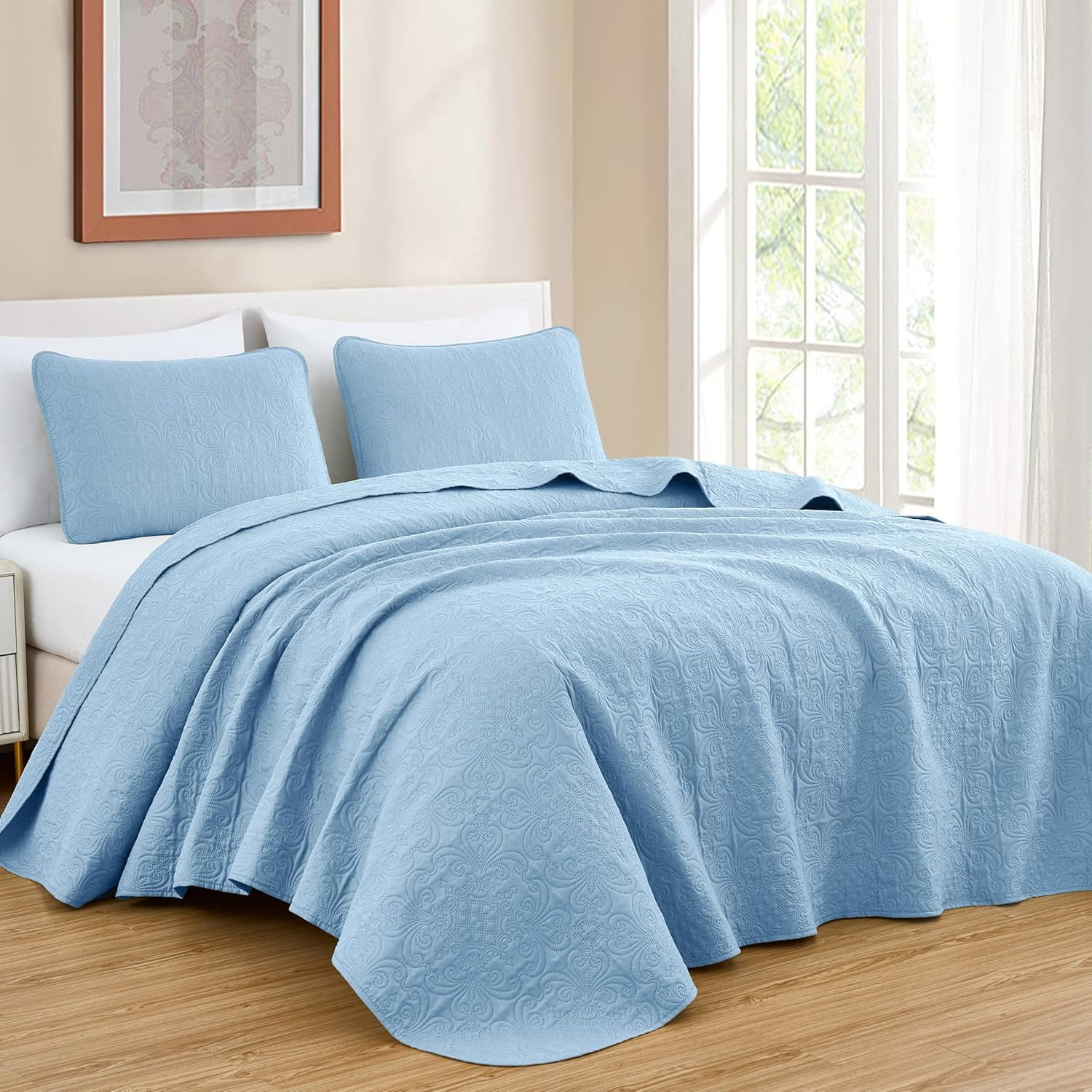 Chezmoi Collection Luca 3-Piece Oversized Bedspread Set, King Size ...