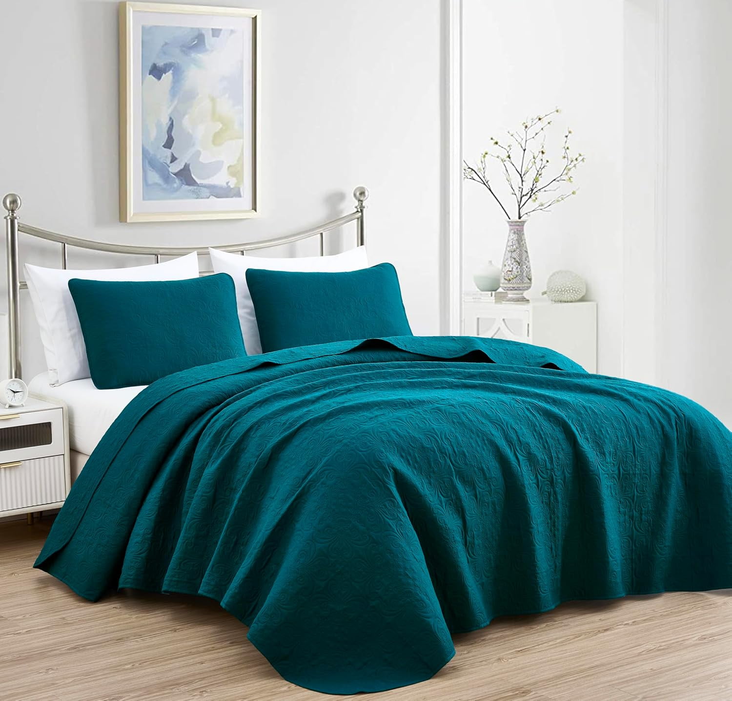 Chezmoi Collection Luca 3-Piece Oversized Bedspread Set, King Size ...