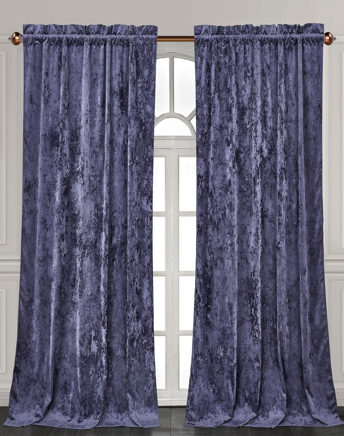 Chezmoi Collection Lux Purple Crushed Velvet Curtains 2 Panel Set, Room ...