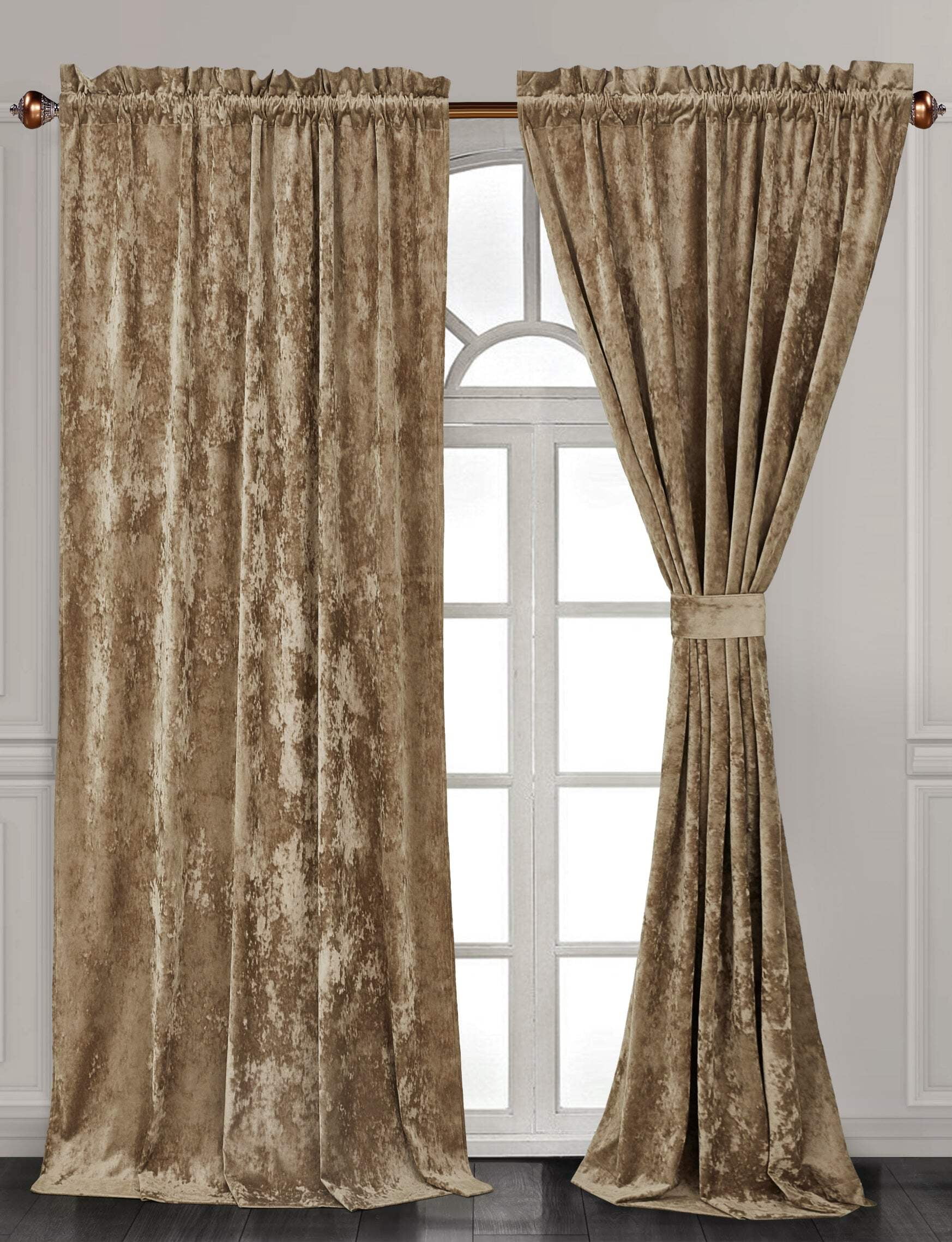 Lux Velvet Curtain Set Rod Pocket Drapes - Walmart.com