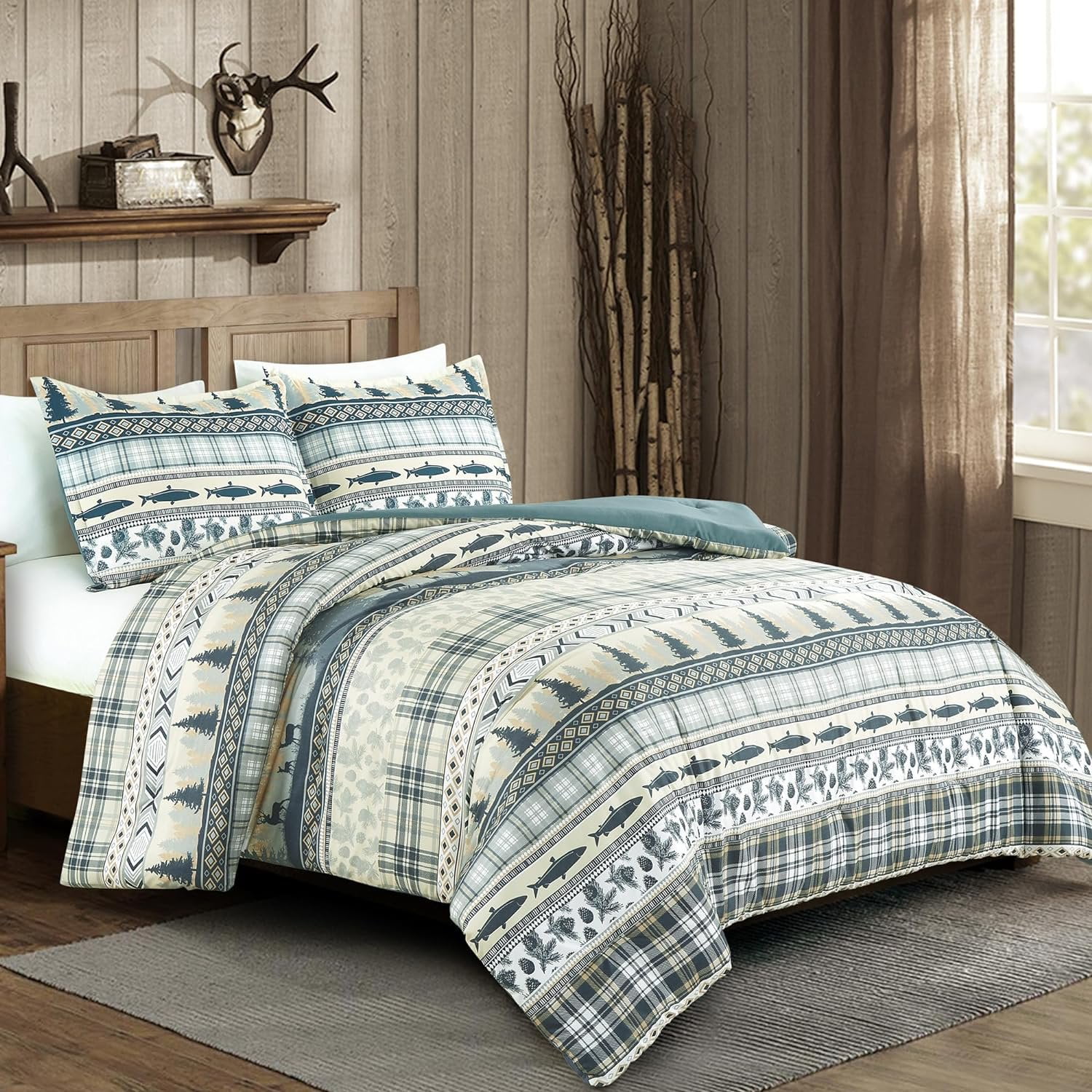 Chezmoi Collection Meadow 3-Piece Southwestern Cabin Lodge Comforter ...