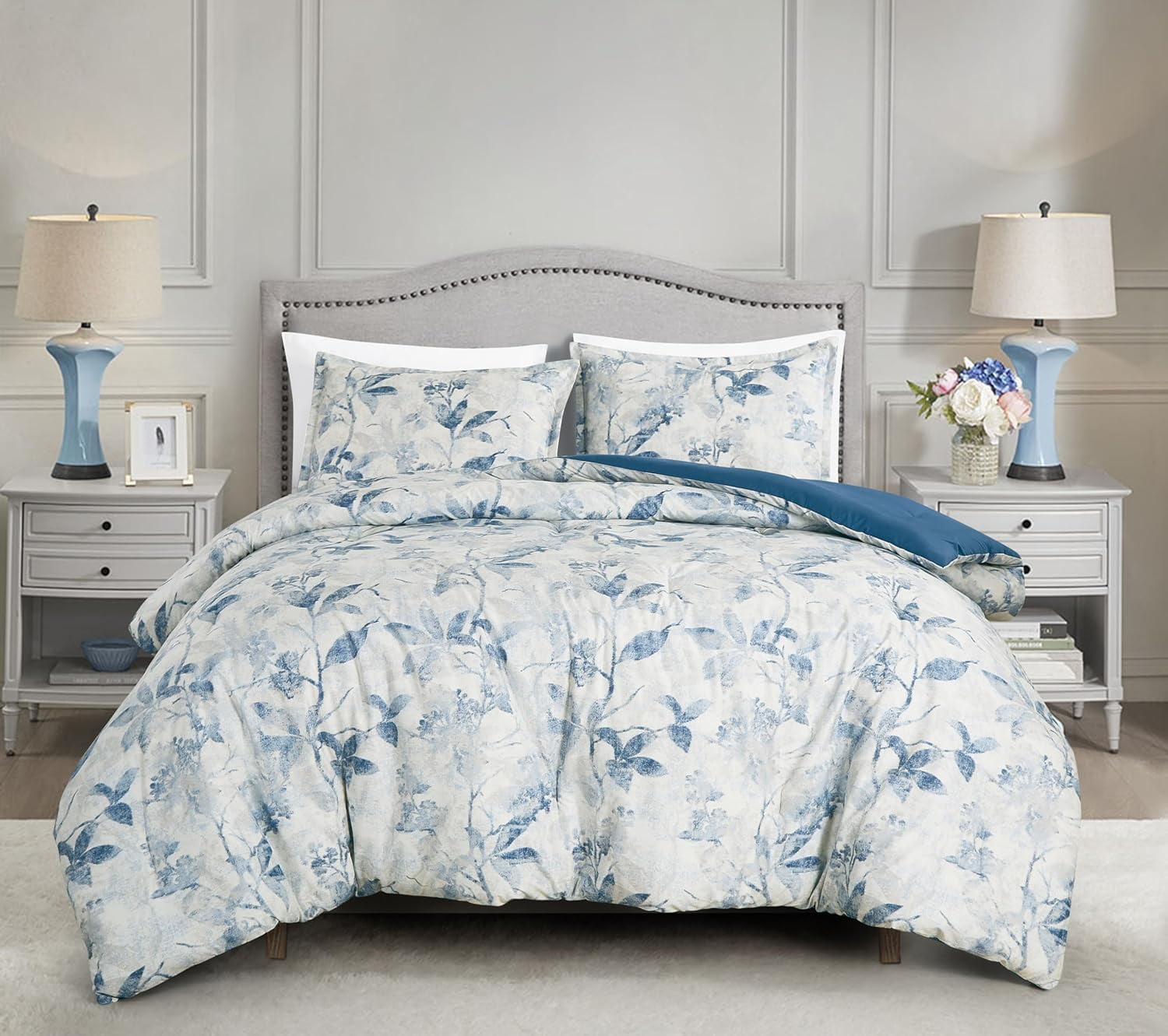 Chezmoi Collection Monica 3-Piece Boho Floral Comforter Set, Queen ...