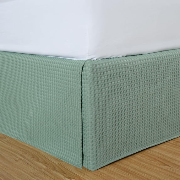 Chezmoi Collection Pleated Waffle Weave Bed Skirt, Tailored Dust Ruffle ...
