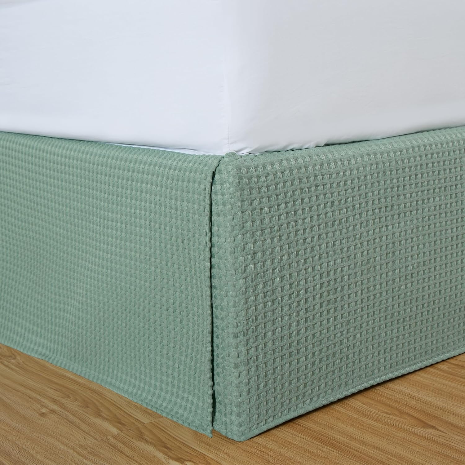 Chezmoi Collection Pleated Waffle Weave Bed Skirt, Tailored Dust Ruffle ...