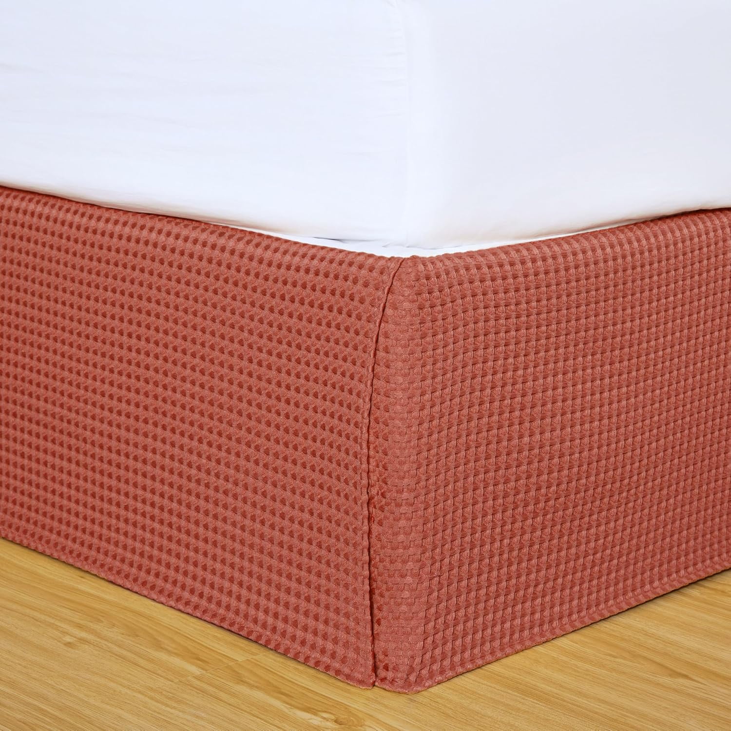 Chezmoi Collection Pleated Waffle Weave Bed Skirt, Tailored Dust Ruffle ...