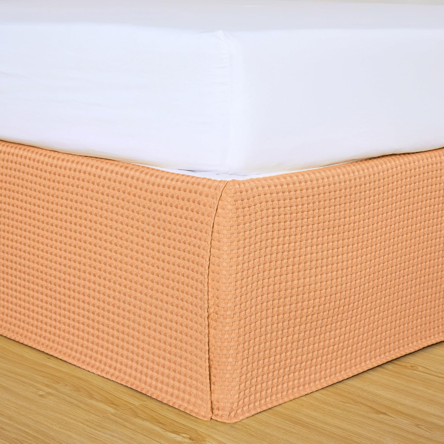 Chezmoi Collection Pleated Waffle Weave Bed Skirt, Tailored Dust Ruffle ...