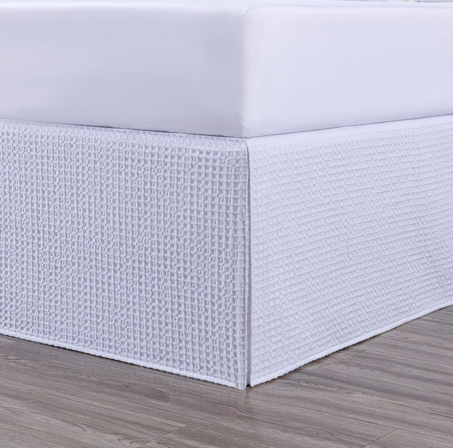 Chezmoi Collection Pleated Waffle Weave Bed Skirt, Tailored Dust Ruffle ...