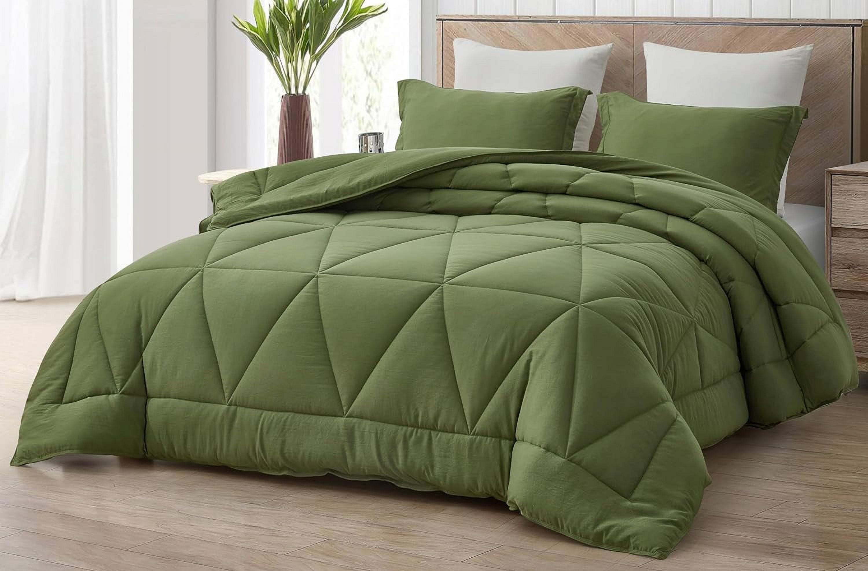 Chezmoi Collection Rory Olive Green Comforter Set Oversized Queen Size ...