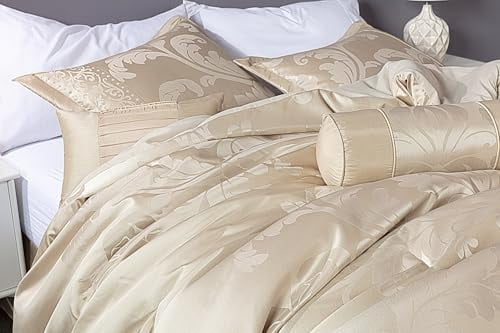 Chezmoi Collection Royale 7-Piece Jacquard Floral Comforter Set, King ...