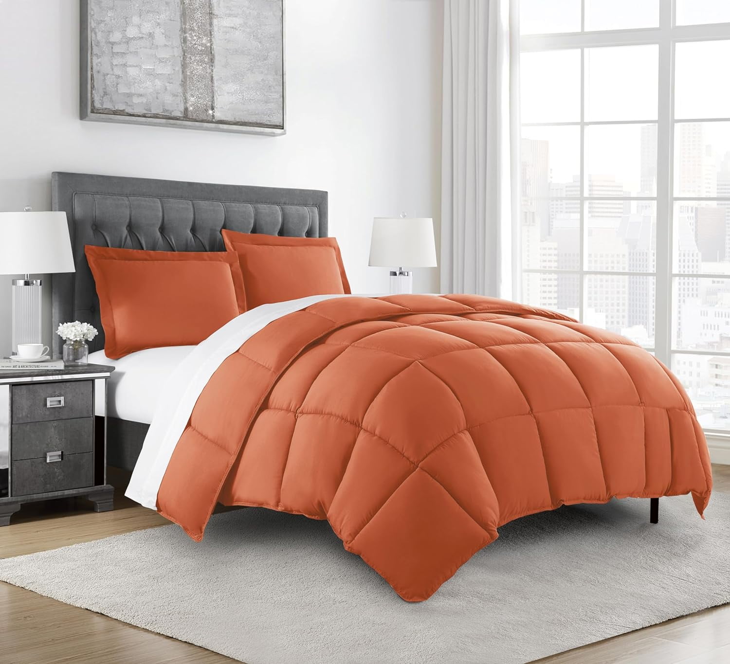 Chezmoi Collection Rust Orange Down Alternative Comforter King - 3 ...