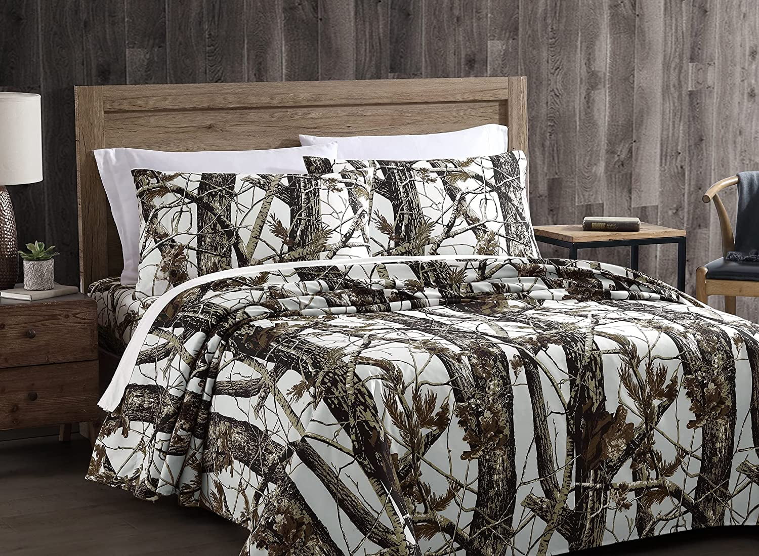 Chezmoi Collection Salem 4-Piece Forest Woods Camo Tree Sheet Set ...