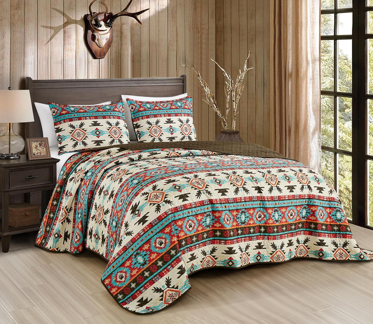 Chezmoi Collection Sanse 2-Piece Southwestern Geometric Motif Quilt Set ...