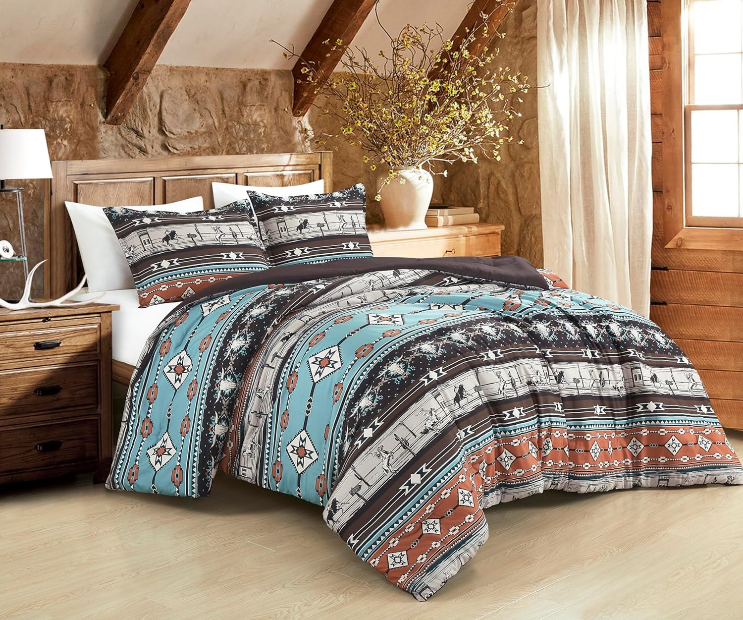 Chezmoi Collection Sawyer 3-Piece Southwestern Cowboys Rodeo Comforter ...
